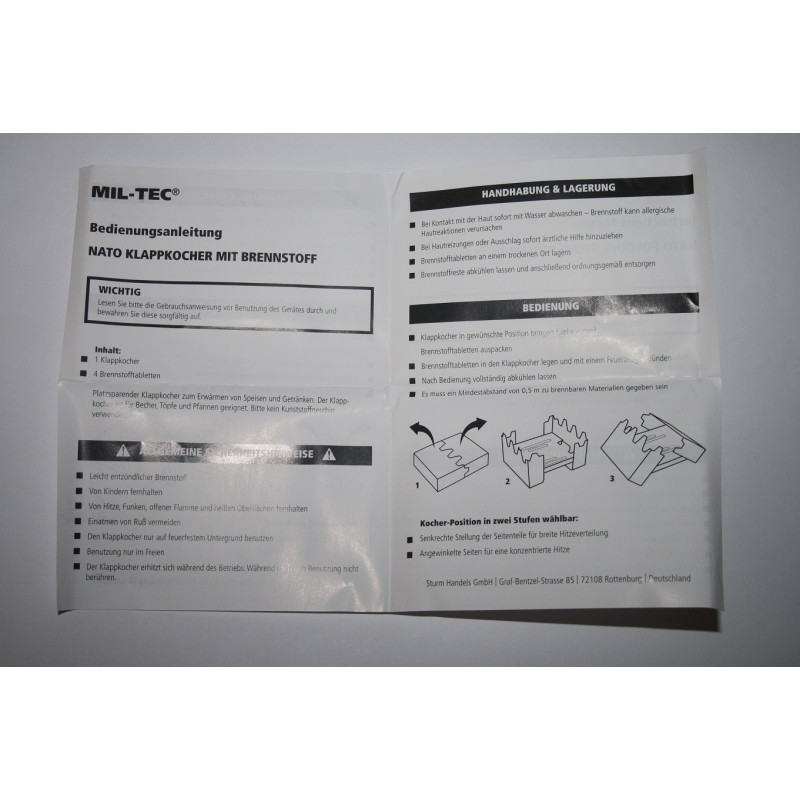 Nato Klappkocher mit Brennstoff (Mil-Tec)